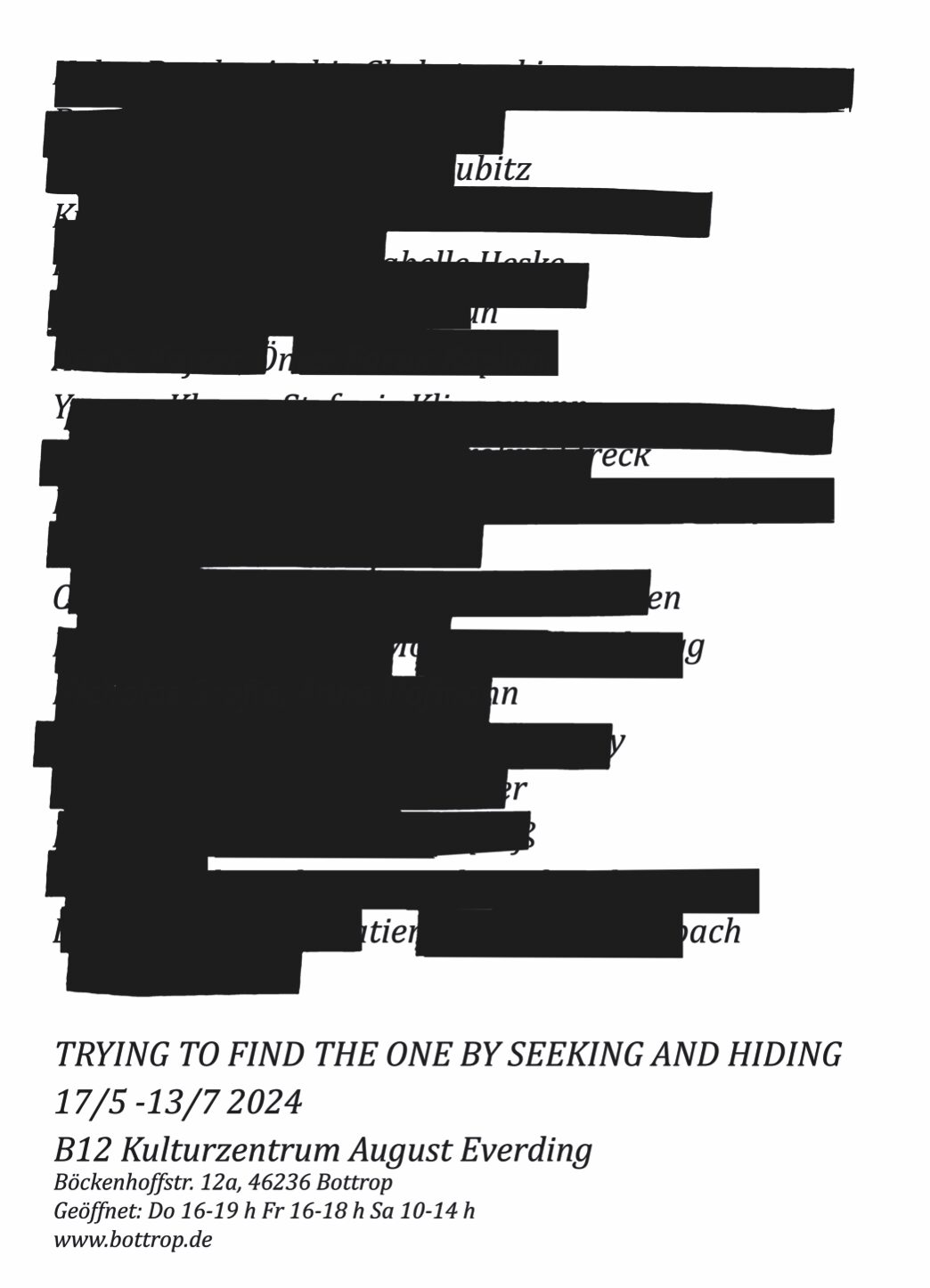 Gespräch mit der Künstlerin – “trying to find the one by seeking and ...