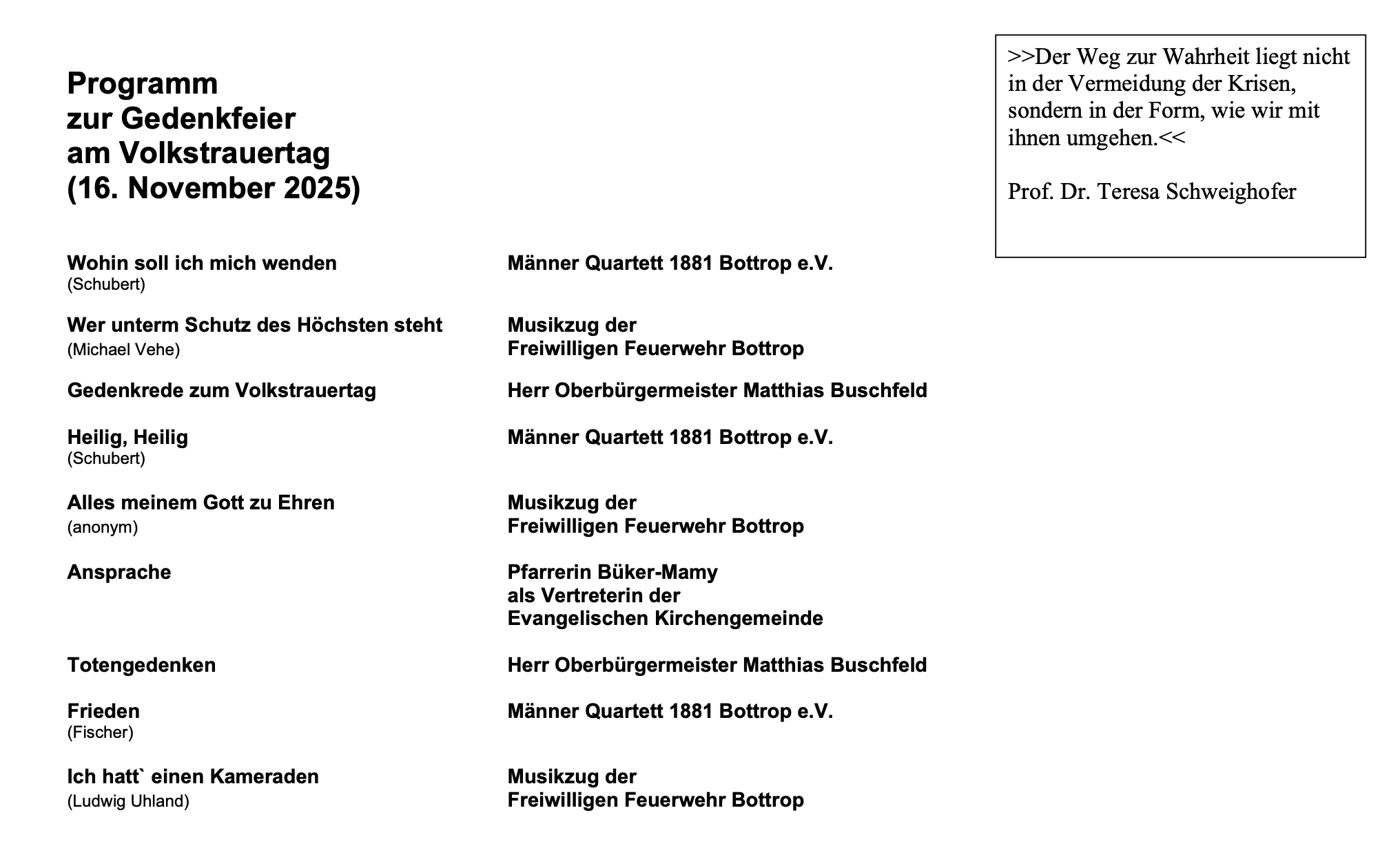 Gedenkfeier am Volkstrauertag im Stadtgarten Bottrop 2025 – Wir lieben ...