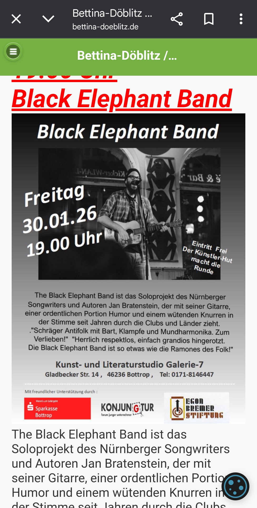 “Black Elephant Band” live in der Galerie-7 – Wir lieben Bottrop